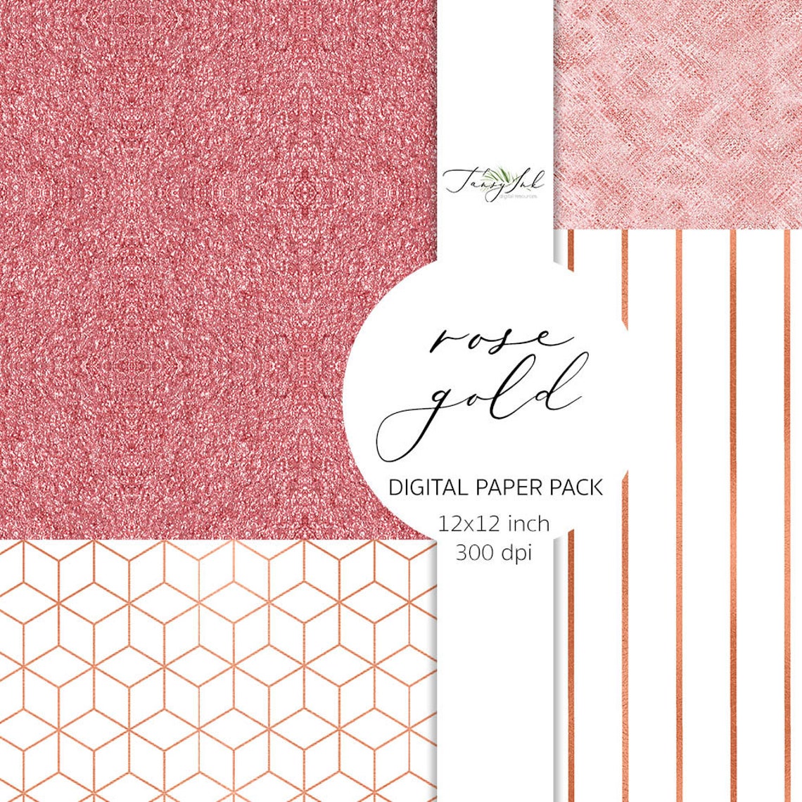 Rose Gold Digital Paper Rose Gold Glitter Metallic Rose - Etsy
