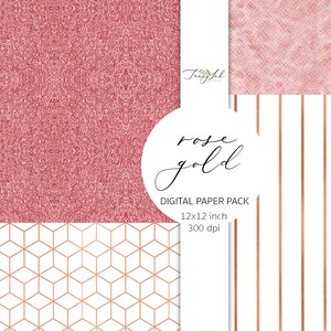 Rose Gold Digital Paper, Rose Gold Glitter, Metallic Rose Gold, Copper ...