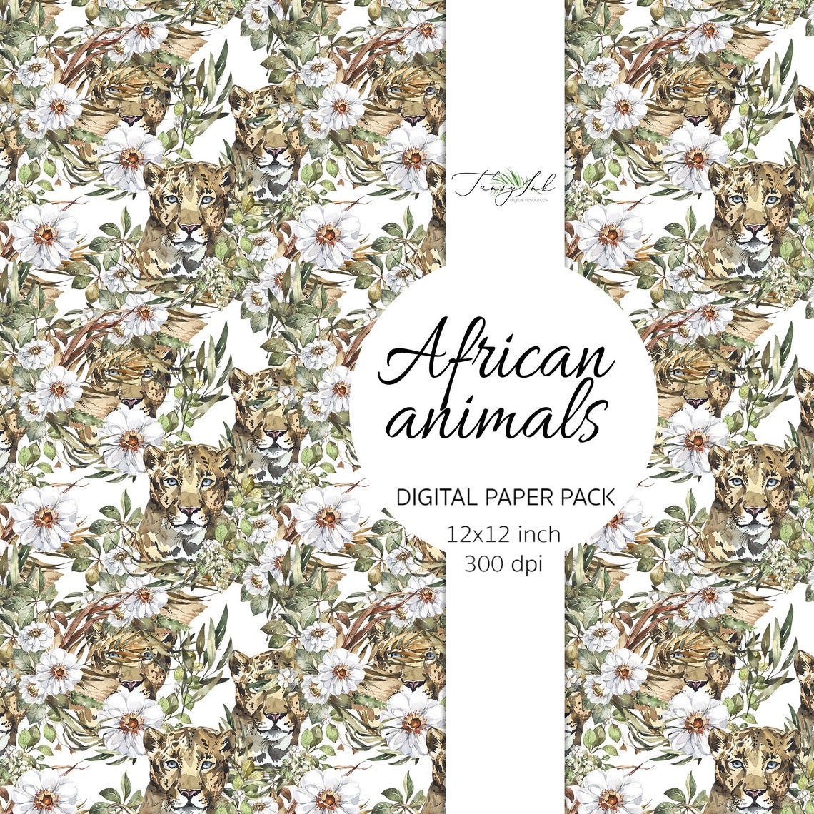 African Animals Digital Paper Seamless Paper Safari Animals - Etsy