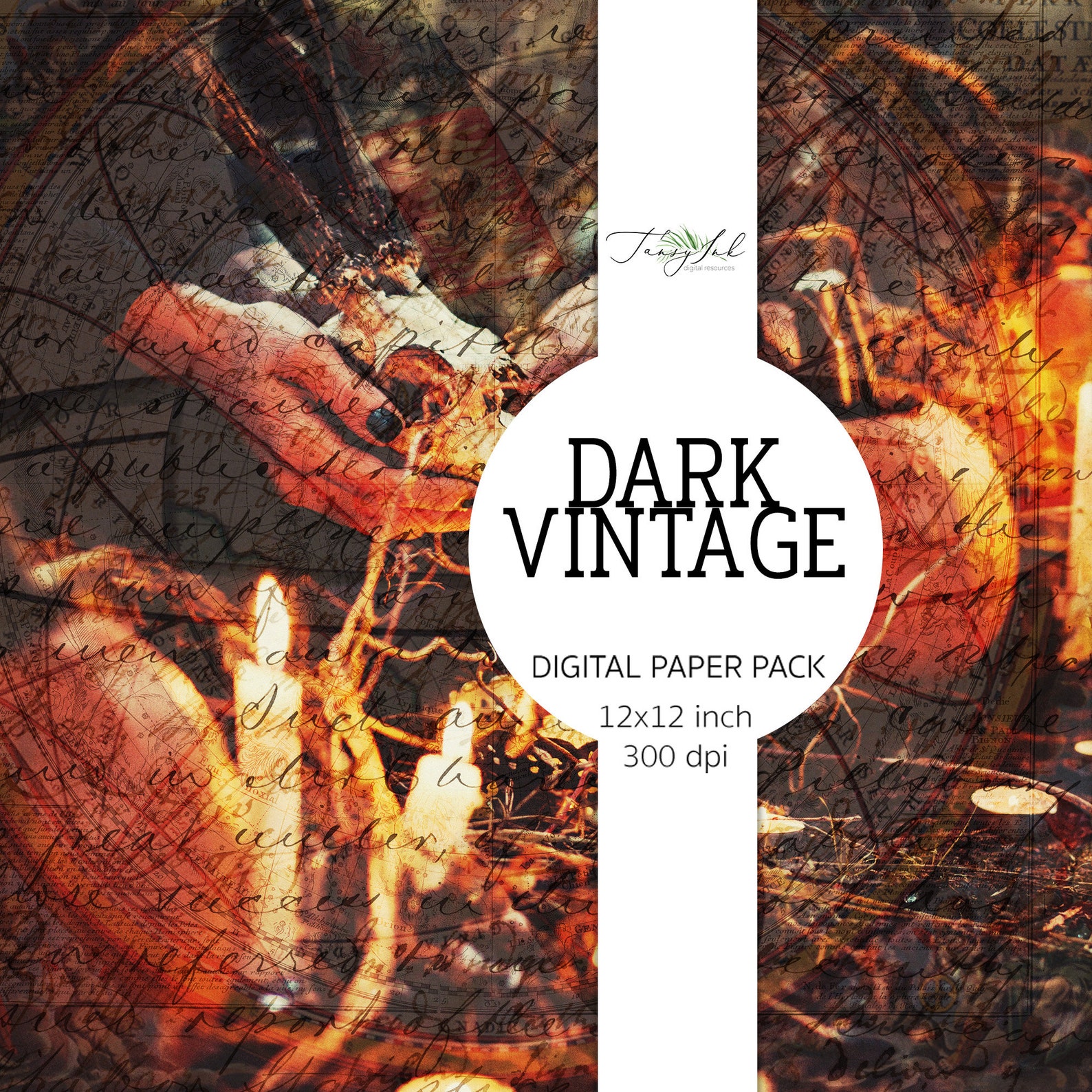 Dark Vintage Digital Paper, Dark Academia Scrapbooking, Wizard Paper ...