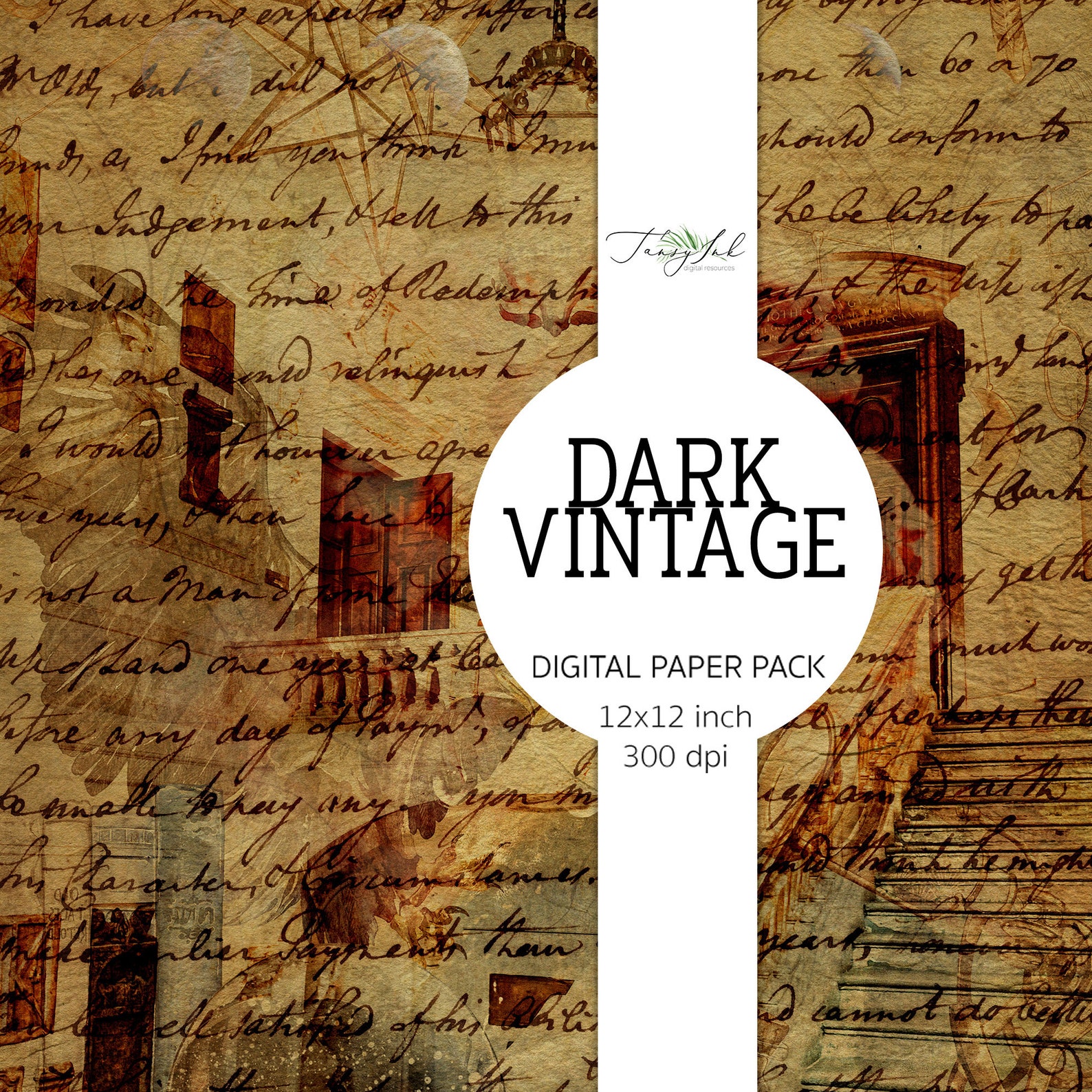 Dark Vintage Digital Paper, Dark Academia Scrapbooking, Wizard Paper ...