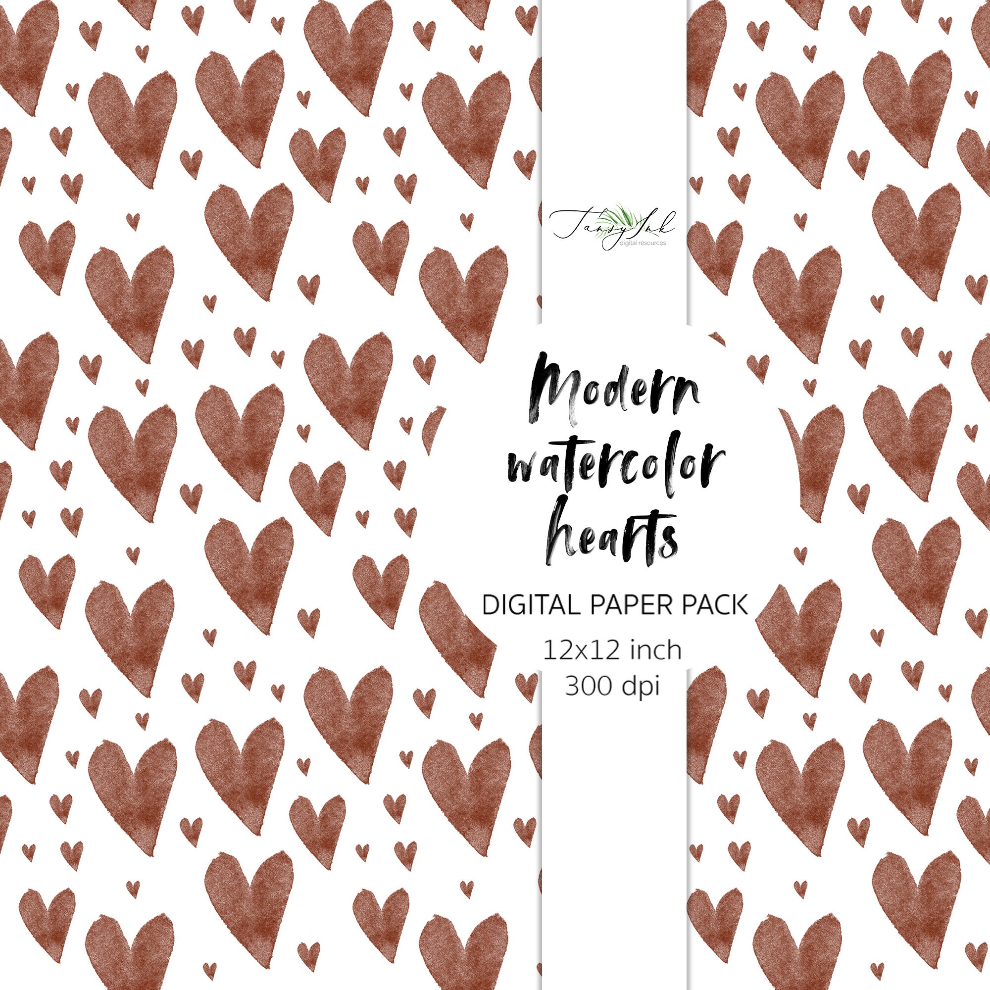 Modern Watercolor Hearts Digital Paper Hearts Seamless | Etsy