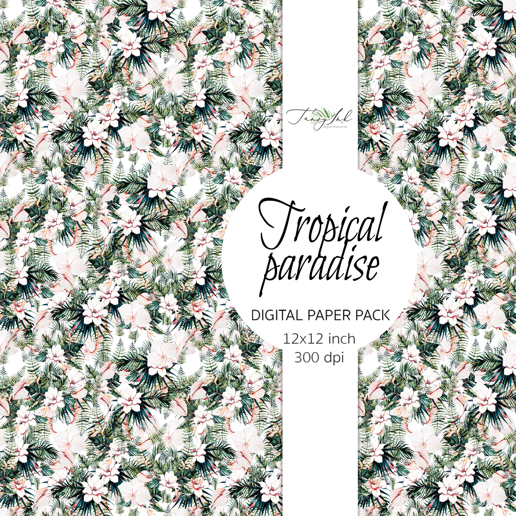 Tropical Paradise Digital Paper Tropical Wallpaper Seamless | Etsy