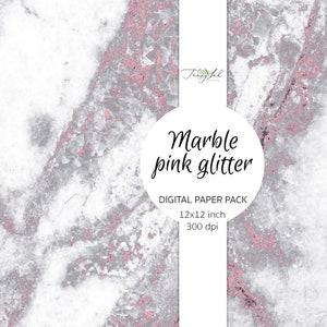 Marble Pink Glitter Digital Paper, Marble Background, Marble Scrapbook ...
