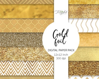 Gold Foil Digital Paper Seamless Metallic Foil Geometric - Etsy