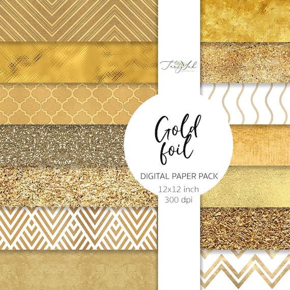 Gold Foil Digital Paper Gold Pattern Paper Metallic Gold | Etsy