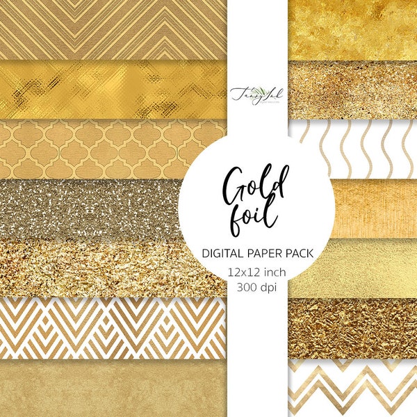 Gold Foil Digital Paper - Etsy