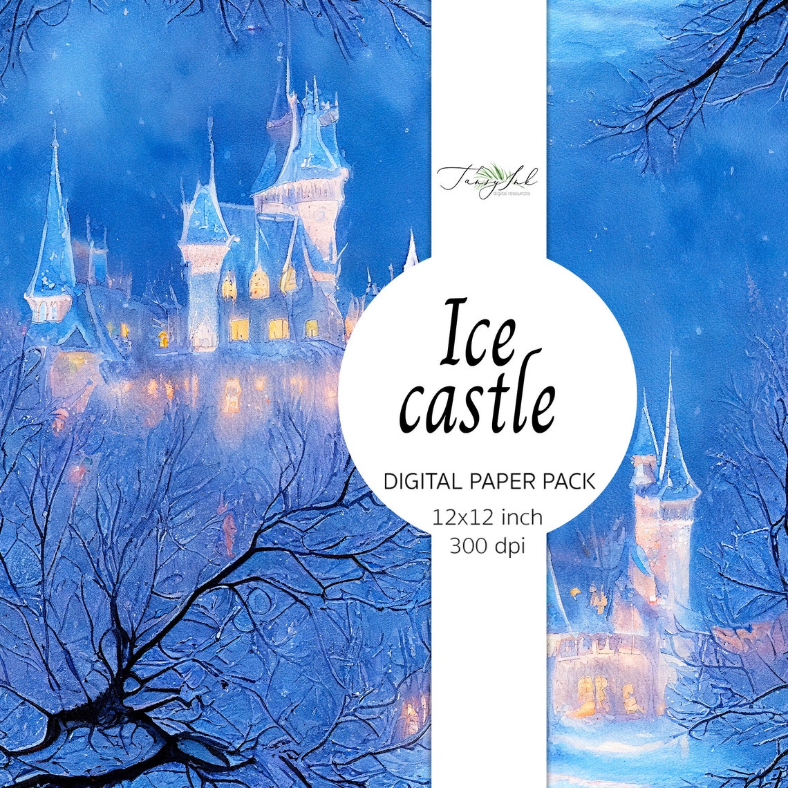 Ice Castle Digital Paper Seamless Pattern Fantasy Christmas - Etsy