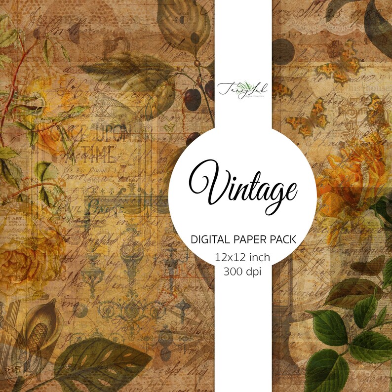 Vintage Digital Paper, Vintage Flowers, Scrapbooking Paper, Vintage ...