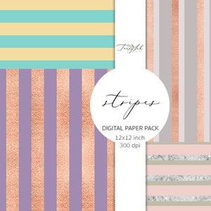 Stripes Digital Paper, Striped Paper, Gold Stripes Paper, Stripes ...