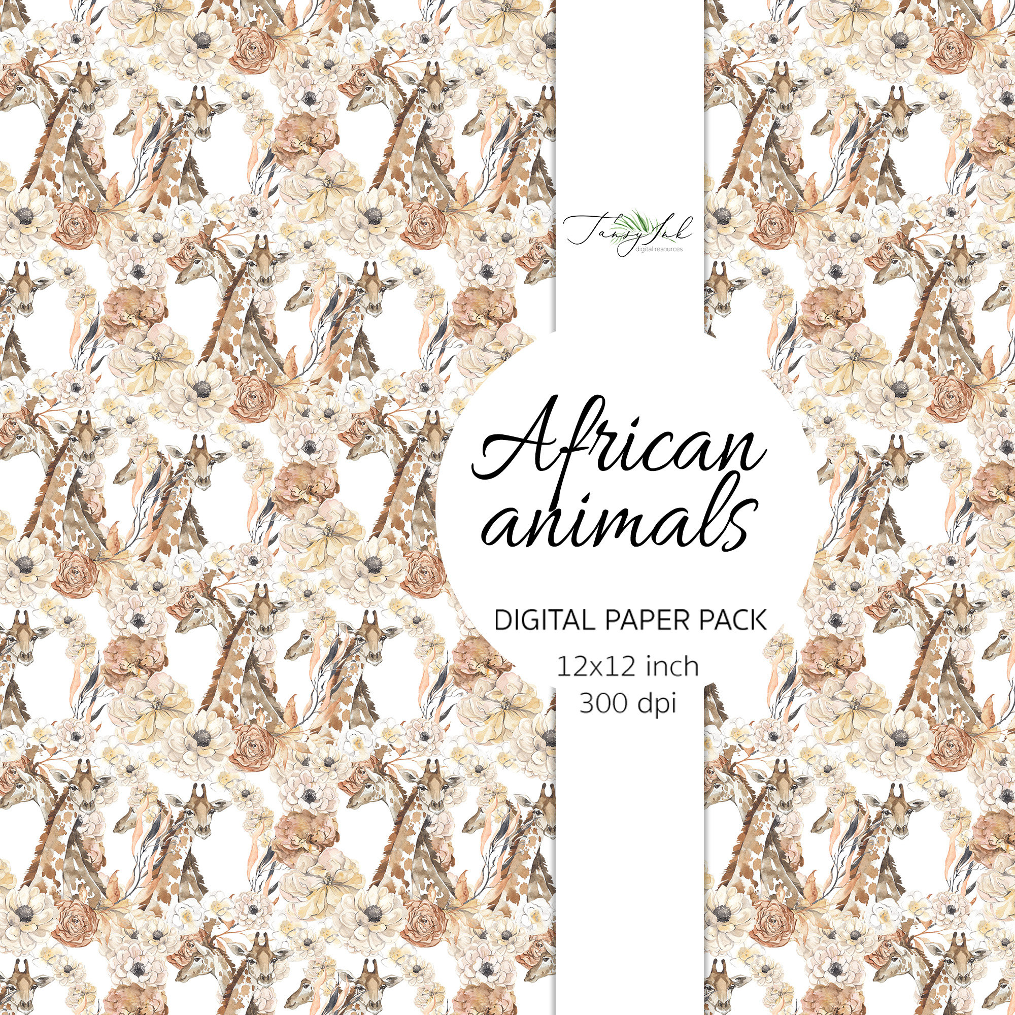 African animals digital paper seamless paper safari animals | Etsy