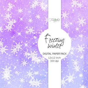Freezing Winter Digital Paper, Winter Fantasy, White Christmas, Frost ...