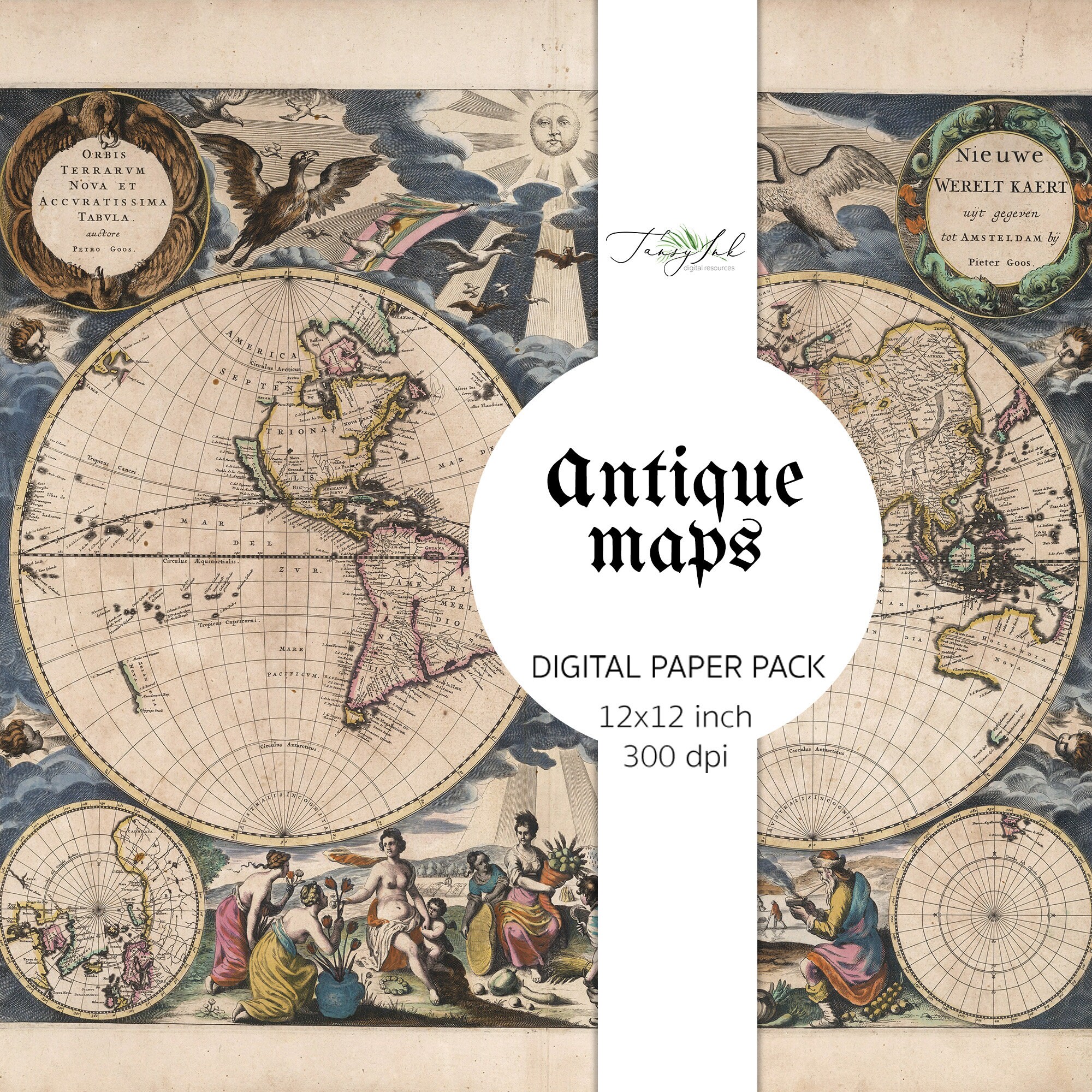 Antique Maps Digital Paper, Old Maps, Antique Paper, Vintage World Maps ...