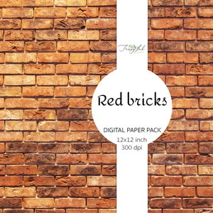 Red Bricks Digital Paper, Brick Wall Wallpaper, Brick Background ...