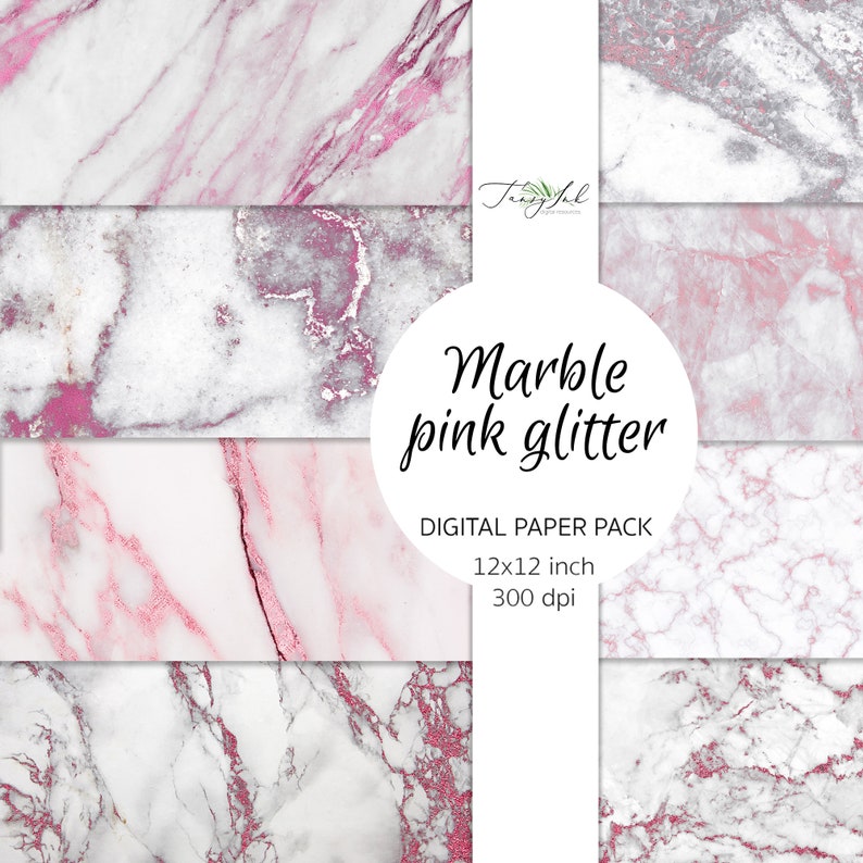 Marble Pink Glitter Digital Paper Marble Background Marble - Etsy