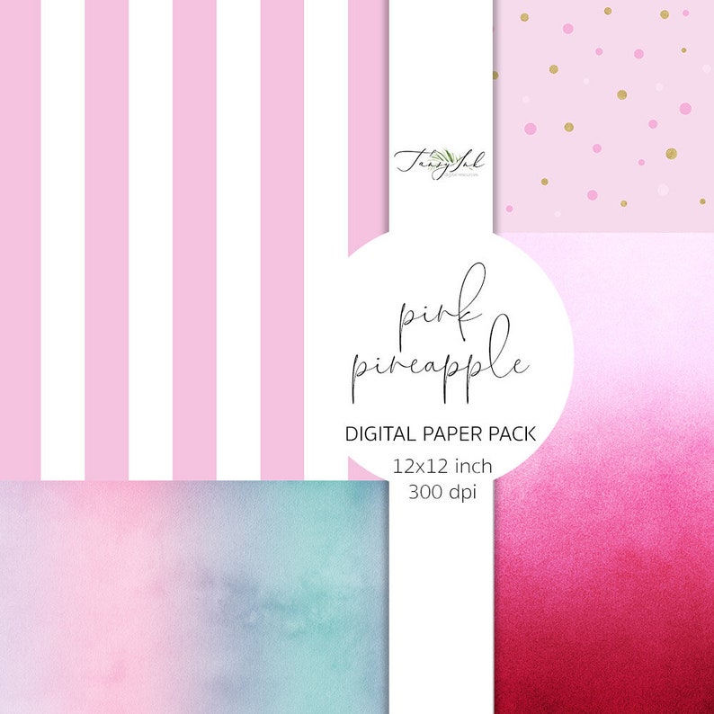 Pink Pineapple Digital Paper Watercolor Flowers Pink - Etsy