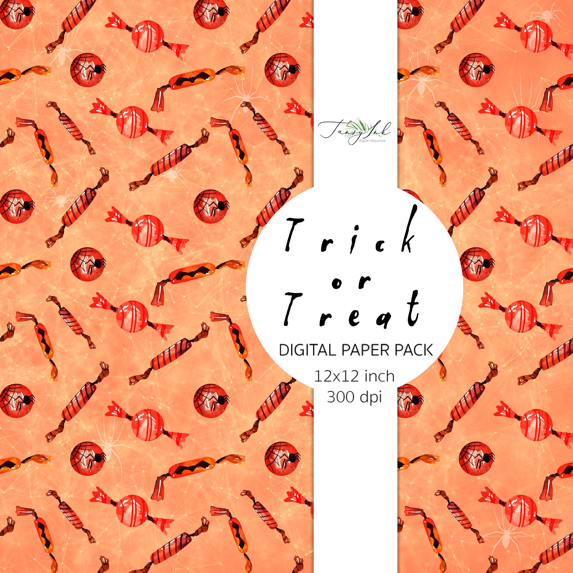 Trick or Treat Digital Paper, Halloween Pattern, Autumn Pattern ...
