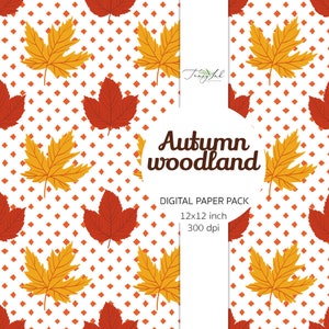 Autumn Woodland Digital Paper, Fall Paper, Autumn Flower Pattern ...