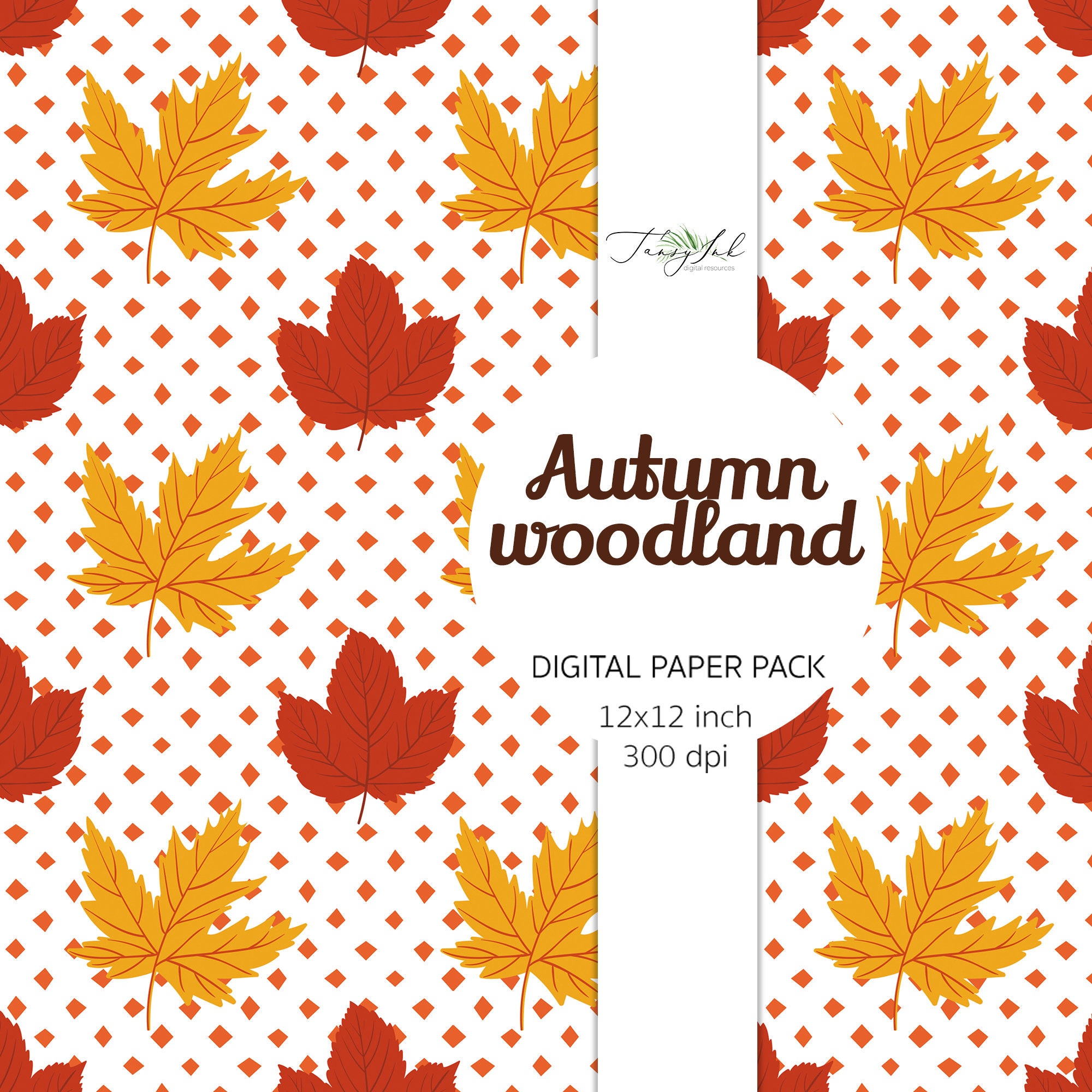 Autumn woodland digital paper fall paper autumn flower | Etsy