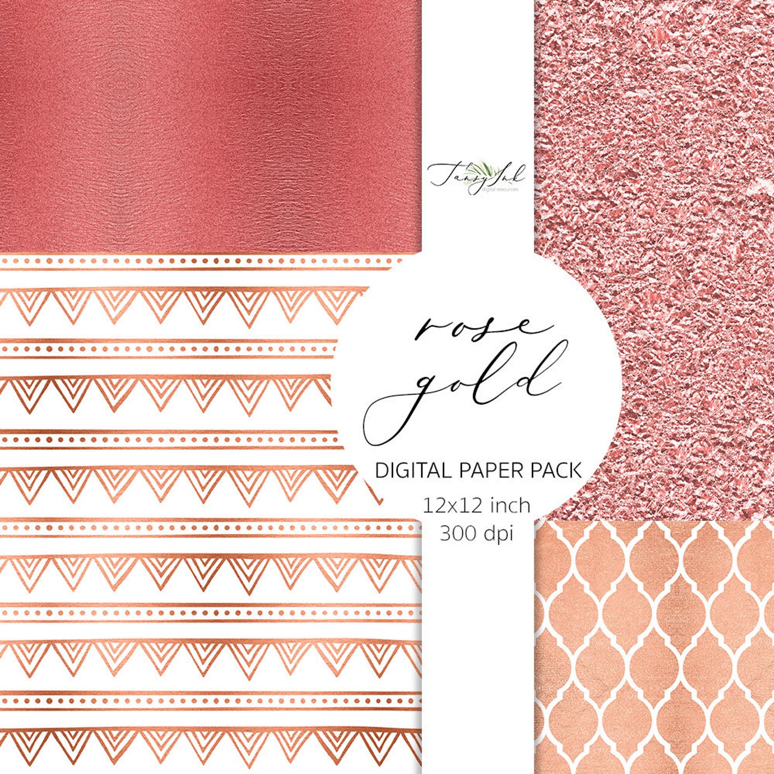 Rose Gold Digital Paper Rose Gold Glitter Metallic Rose - Etsy