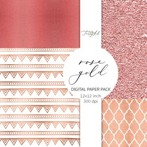 Rose Gold Digital Paper, Rose Gold Glitter, Metallic Rose Gold, Copper ...