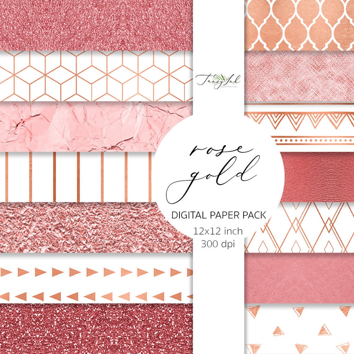 Rose Gold Digital Paper Rose Gold Glitter Metallic Rose - Etsy