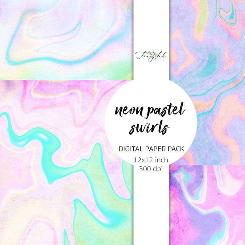 Neon Pastel Swirls Digital Paper Pastel Gradient Texture - Etsy