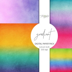 Gradient Digital Paper, Rainbow Gradient Paper, Pastel Gradient Pattern ...