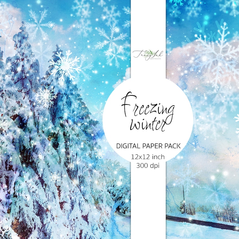 Freezing Winter Digital Paper, Winter Fantasy, White Christmas, Frost ...