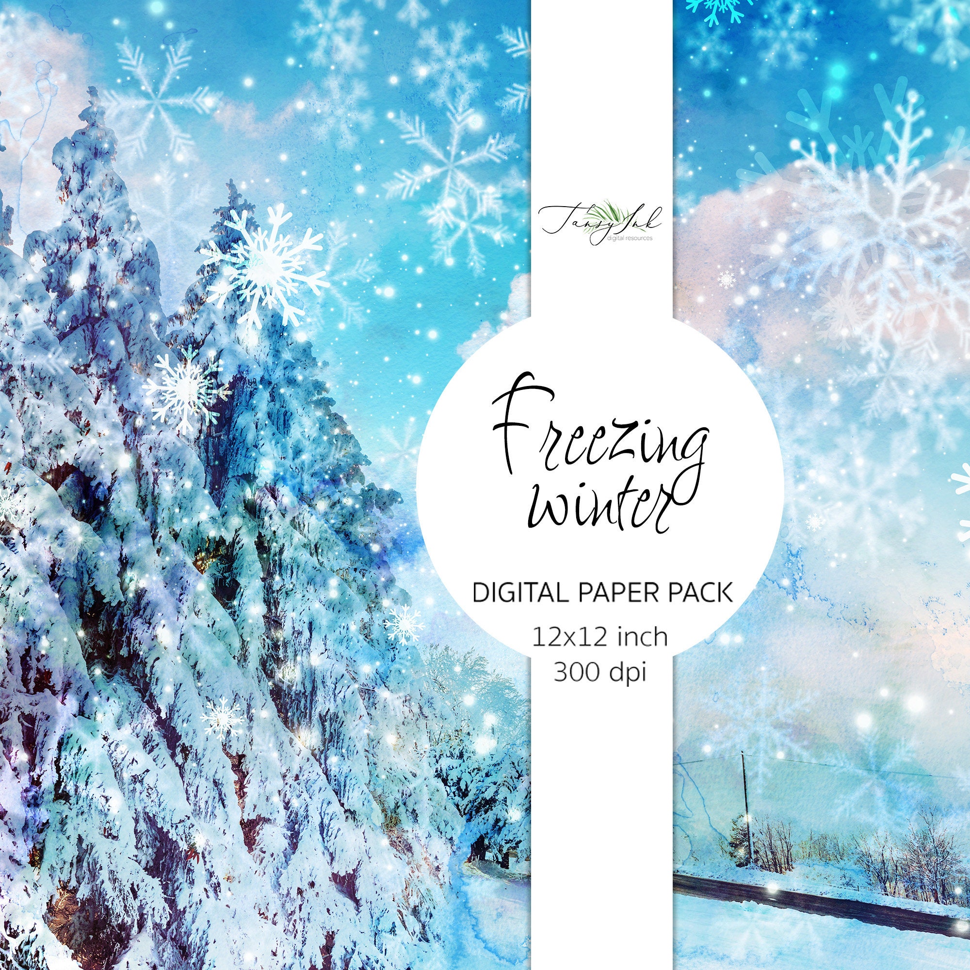 Freezing Winter Digital Paper, Winter Fantasy, White Christmas, Frost ...