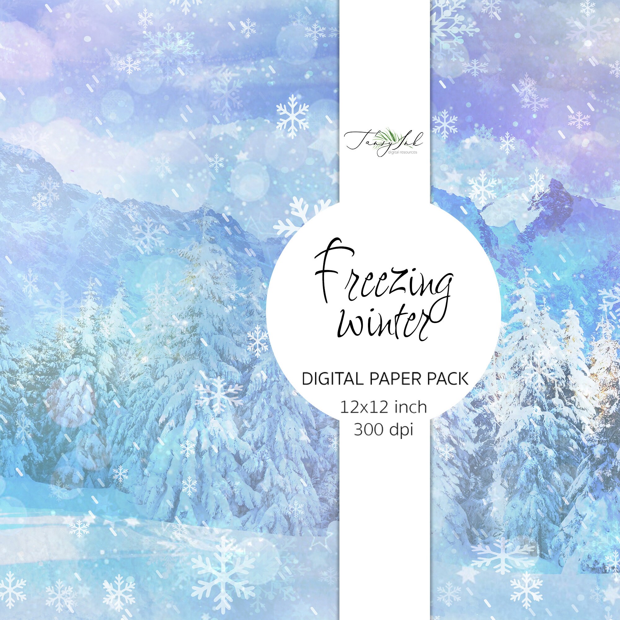 Freezing Winter Digital Paper, Winter Fantasy, White Christmas, Frost ...