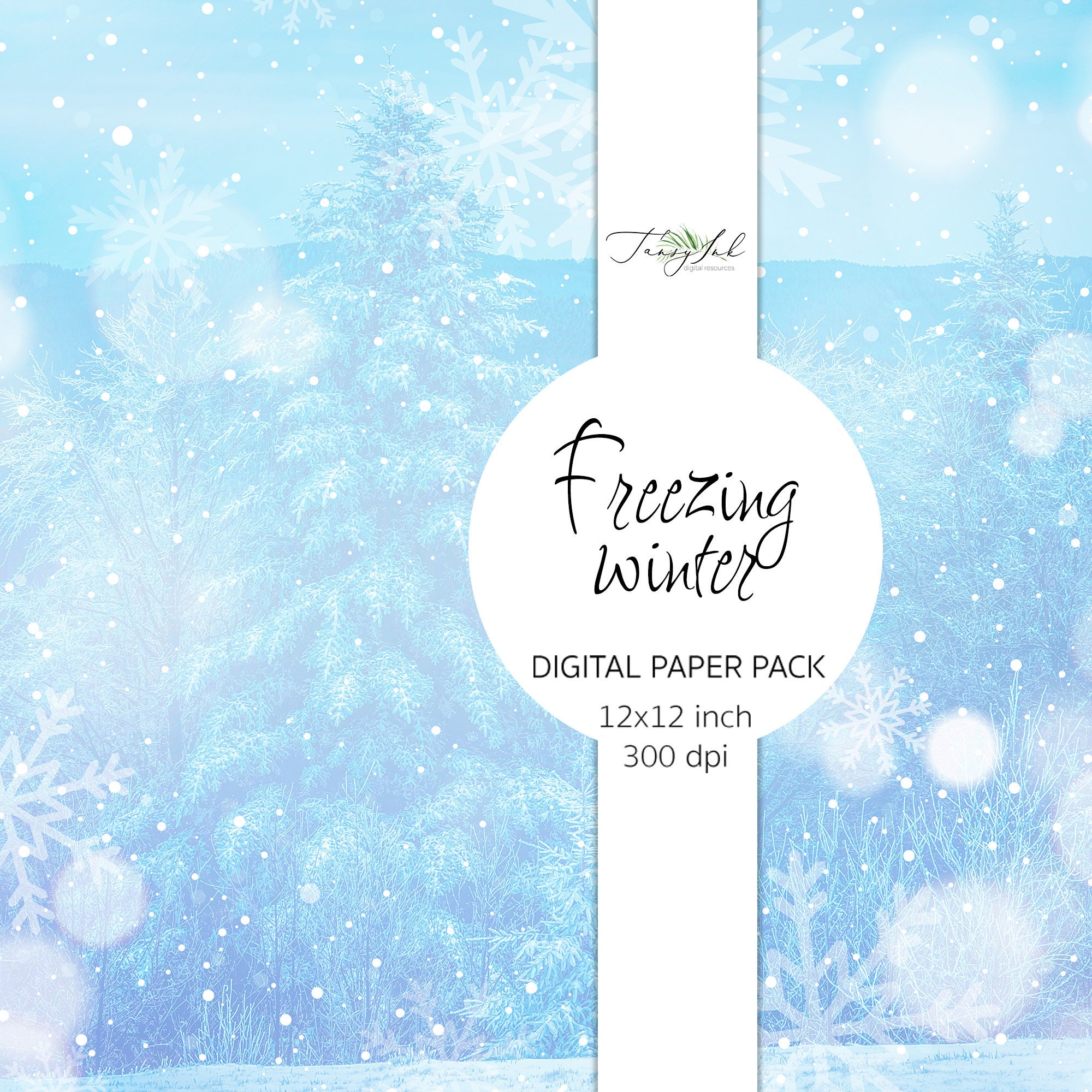 Freezing Winter Digital Paper, Winter Fantasy, White Christmas, Frost ...