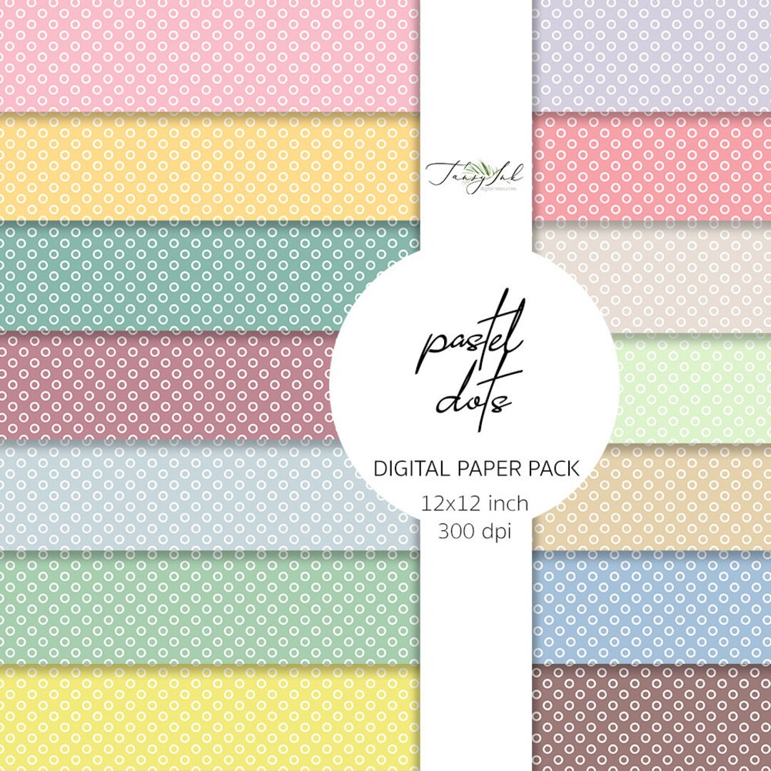 Pastel Dots Digital Paper, Pink Pastel Paper, Pastel Blue, Mint Paper ...