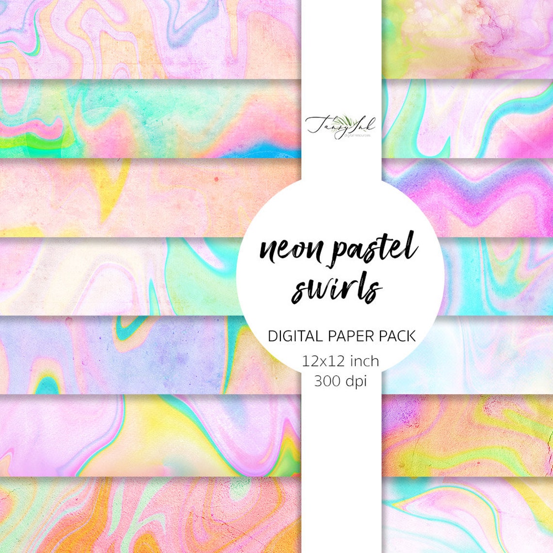 Neon Pastel Swirls Digital Paper Pastel Gradient Texture - Etsy