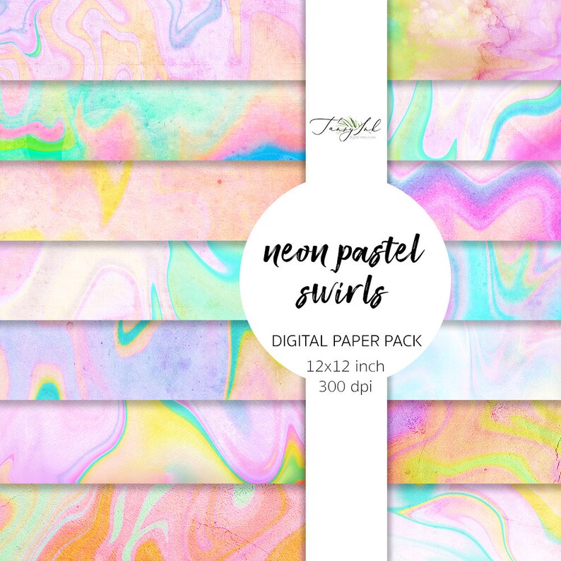 Neon Pastel Swirls Digital Paper Pastel Gradient Texture - Etsy