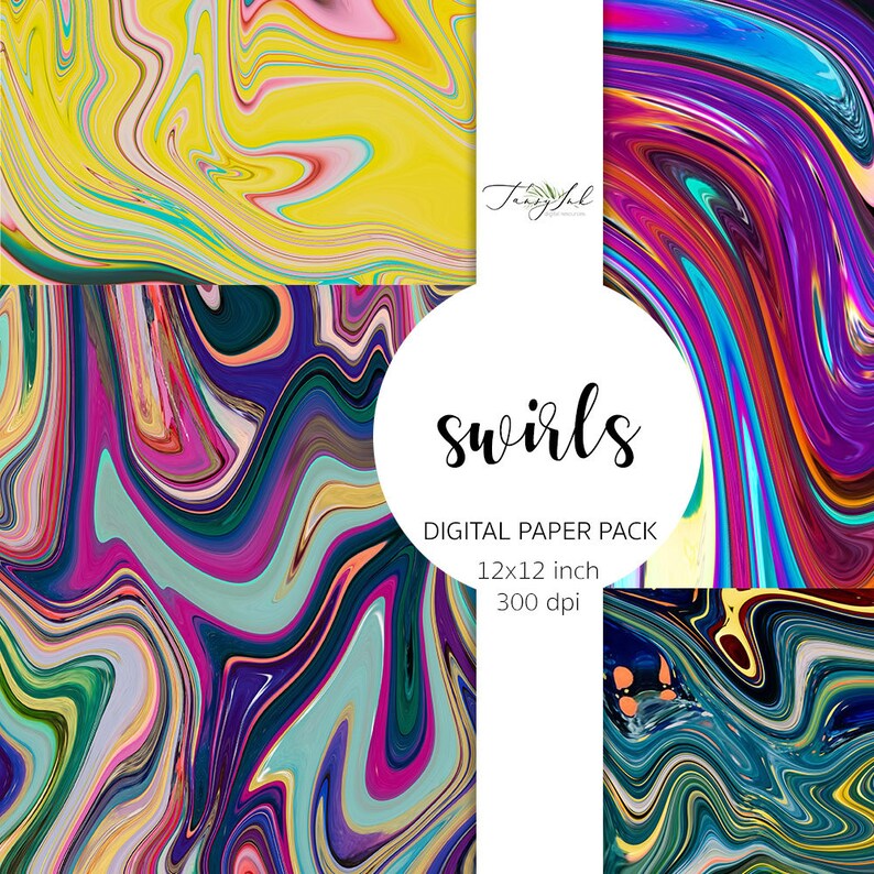 Swirls Digital Paper Colored Marble Paper Scrapbooking | Etsy