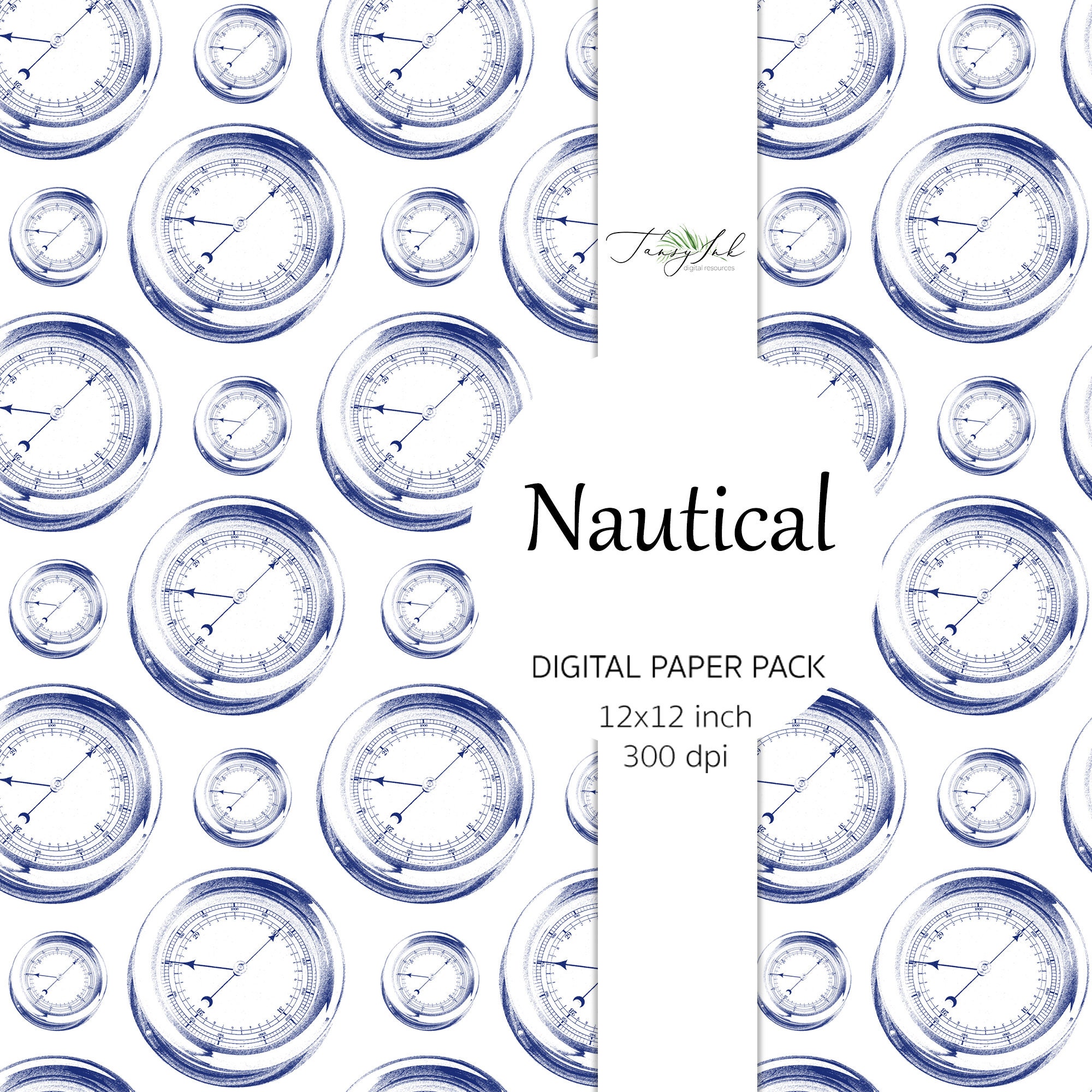 Nautical Digital Paper, Seamless Pattern, Vintage Ship, Scrapbooking ...