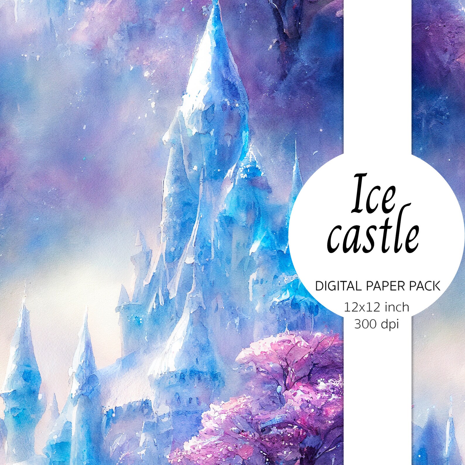 Ice Castle Digital Paper Seamless Pattern Fantasy Christmas - Etsy