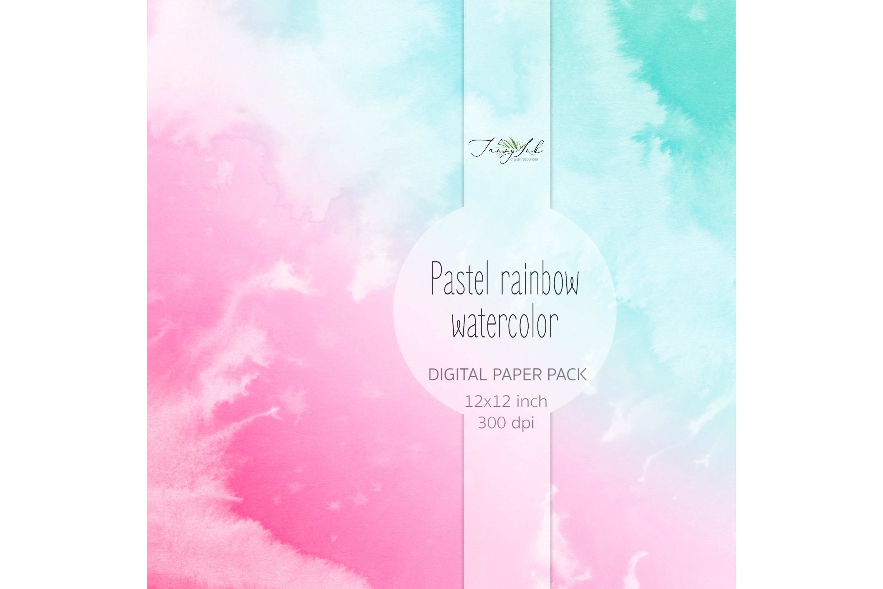 Pastel Rainbow Watercolor Digital Paper, Pastel Scrapbooking, Pastel ...