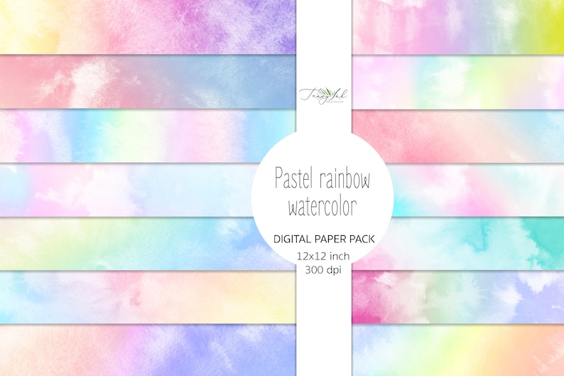 Pastel Rainbow Watercolor Digital Paper Pastel Scrapbooking - Etsy