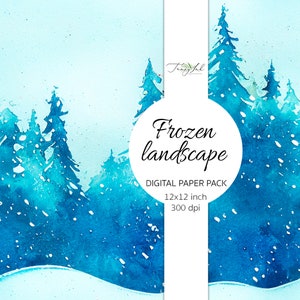 Frozen Landscape Digital Paper, Seamless Paper, Winter Landscape ...