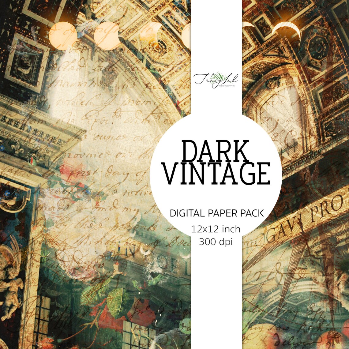 Dark Vintage Digital Paper, Dark Academia Scrapbooking, Wizard Paper ...