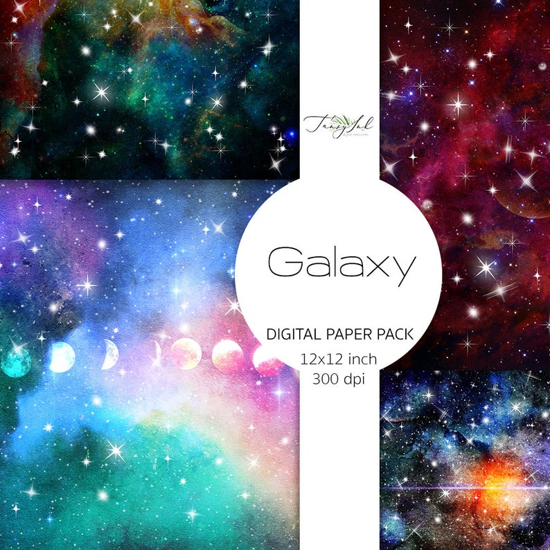 Galaxy Paper Digital Paper Stars Background Night Sky - Etsy
