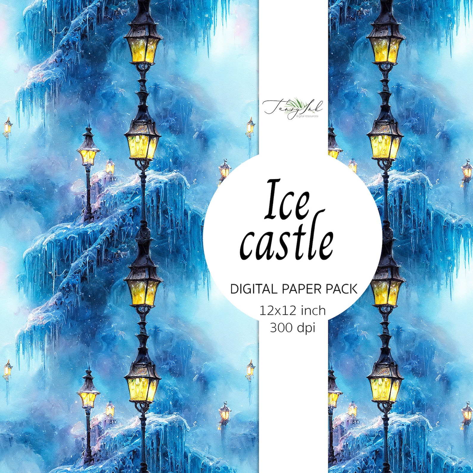 Ice Castle Digital Paper Seamless Pattern Fantasy Christmas - Etsy