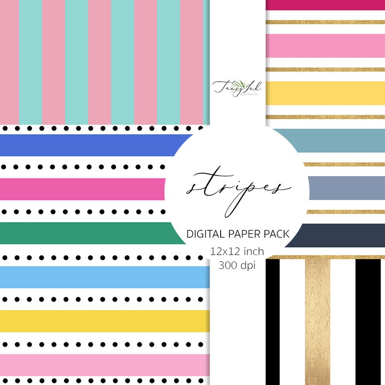 Stripes Digital Paper, Striped Paper, Gold Stripes Paper, Stripes ...