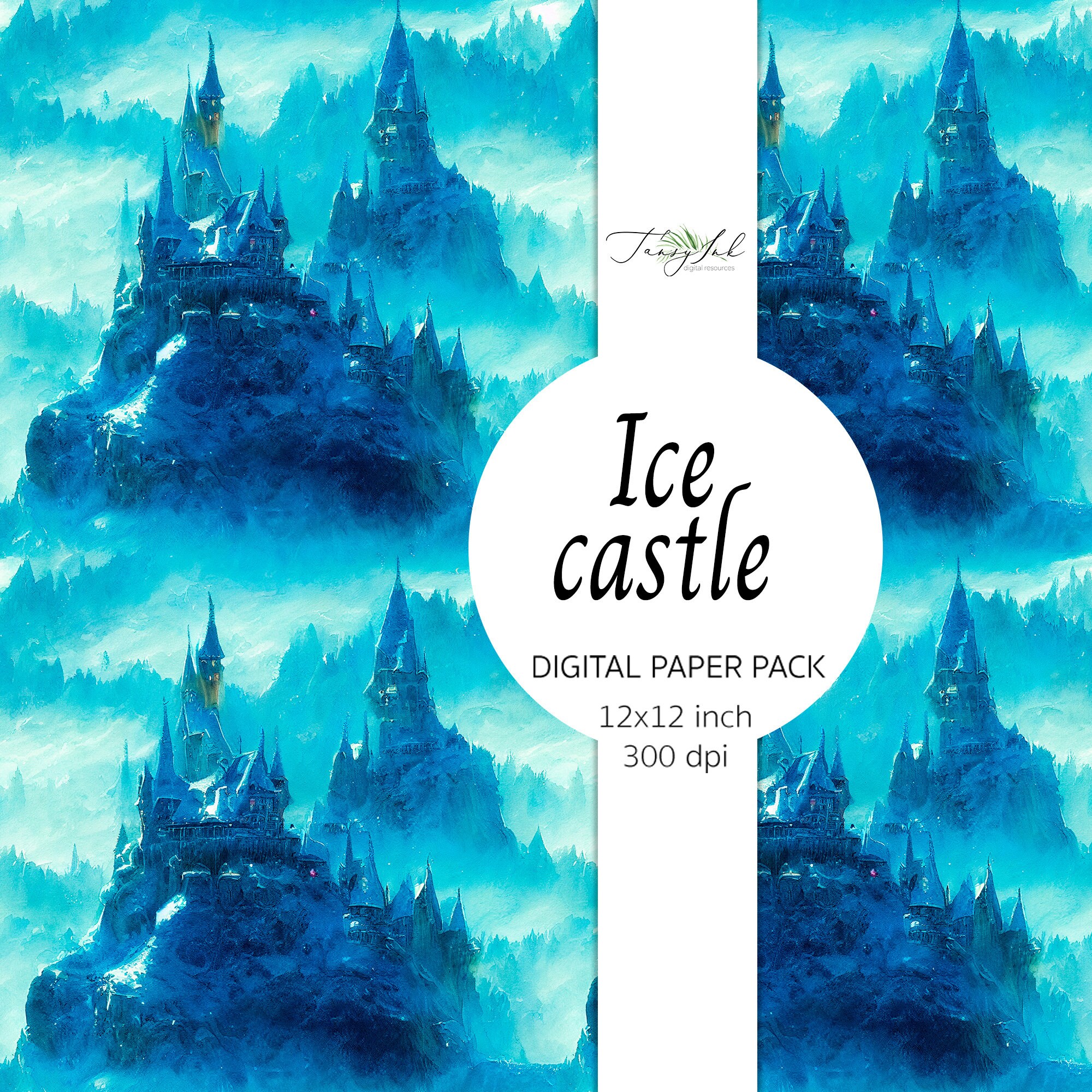Ice Castle Digital Paper Seamless Pattern Fantasy Christmas - Etsy