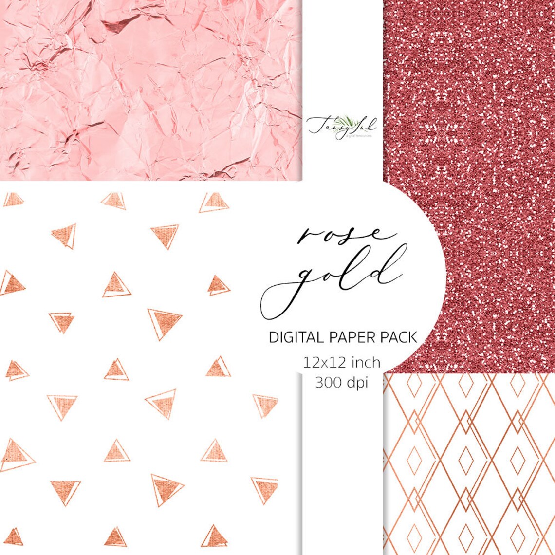 Rose Gold Digital Paper, Rose Gold Glitter, Metallic Rose Gold, Copper ...