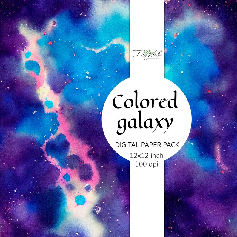 Colored Galaxy Digital Paper, Seamless Paper, Night Sky Background ...