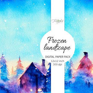 Frozen Landscape Digital Paper, Seamless Paper, Winter Landscape ...