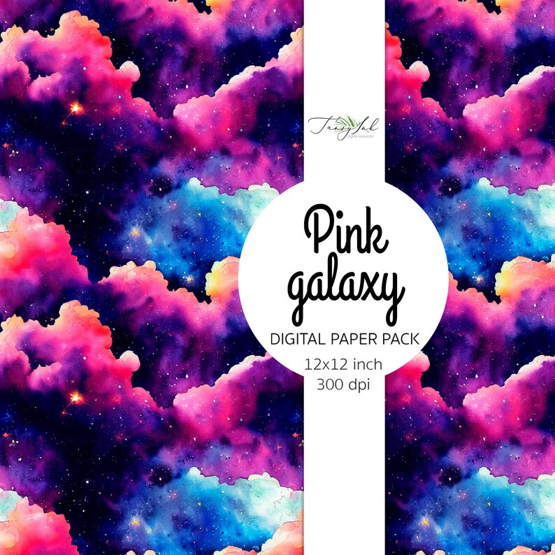 Pink Galaxy Digital Paper Watercolor Stardust Scrapbook - Etsy